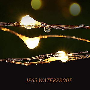 Solar String Lights Outdoor, 33Ft 100LEDs Solar Fairy Lights with 8 Lighting Modes Waterproof Decorative Copper Wire Lights for Christmas Patio Party Garden Gate Yard Wedding (Warm White, 2Pack)