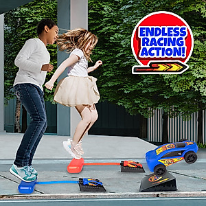 Car Rocket Launcher For Kids Super Catapult Car Racers, Includes 2 Cars, 2 Stomp Launchers, Ramp, finish line, & Decorating Decals, Car Toys for Boys & Girls, Adrenaline-Pumping Outdoor Toys for Kids