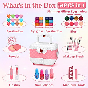 Kids Makeup Kit Girl Toys for Gifts, Teensymic Toys for Girls Real Washable Makeup Girls Princess Birthday Gift Play Make Up Toys Makeup Vanities for Girls Toys Age 4 5 6 7 8 9