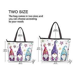 Magic Gnomes with Stars Shoulder Tote Bag Purse Top Handle Satchel Handbag for Women Work School Travel