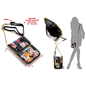 Amy & Joey Glossy magazine cover collage chain around Large crossbody bag purses cellphone carrying bag Michelle Obama bags (MT/BK)