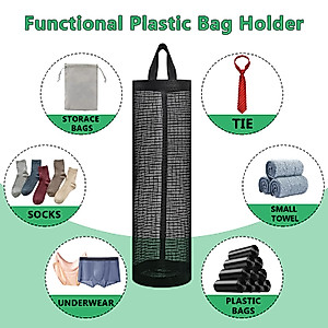 OWMOSYX 4 Pcs Plastic Bag Holder for Grocery Bags, Hanging Storage Bags Plastic Mesh Bags Dispenser Organizer Trash Bags Grocery Shopping Bag Holder for Home And Kitchen