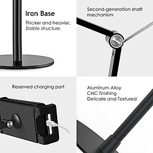 SupeDesk Phone Stand Overhead Recording Stand, Adjustable Cell Phone Holder, Multiangle, 3-Part Adujustable,Horizontal Recording Stand, Compatible with 3.5-11" Phone/iPad Mini/iPhone, Black