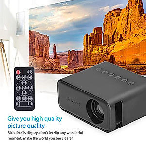 Mini Projector, HD LED Micro Mobile Phone Same Screen, AV Audio Interface Projector with Remote Control for Laptop TV Phone Tablet(Black)