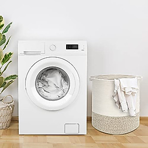 XKY XXXLarge Baskets Laundry Hamper,Rope Storage Basket with Long Handles,Decorative Basket for Living room,Woven Storage Basket for Toys Bin,Pillows, Blankets,Clothes-18x20in-Gradient Gradient Yellow