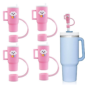 4 Pack Silicone Straw Cover Cap for Stanley Cup,Straw Topper Compatible with 40oz Tumbler with Handle,Cloud Straw Tip Covers for 10 mm Straws Stanley Cups Accessories