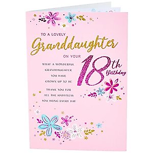 Regal Publishing Modern Milestone Age Birthday Card 18th Granddaughter - 9 x 6 inches -