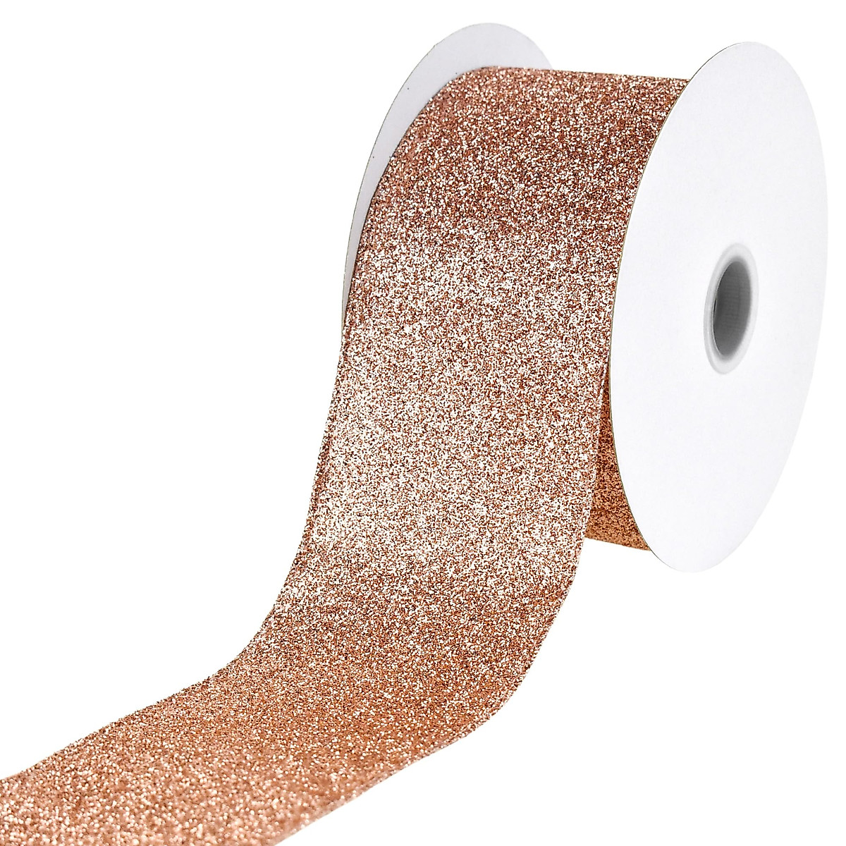 Homeford Christmas Rose Gold All Glitter Wired Ribbon, 2-1/2-inch, 10-Yard