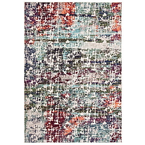 SAFAVIEH Madison Collection Area Rug - 5'3" x 7'6", Blue & Green, Modern Abstract Design, Non-Shedding & Easy Care, Ideal for High Traffic Areas in Living Room, Bedroom (MAD469A)