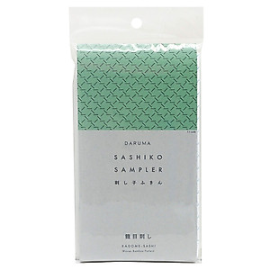 Yokota Daruma Sashiko Cloth Sashiko Fabric - Pre-Printed Sashiko Sampler - White with English Instruction Inside (Woven Bamboo Pattern)