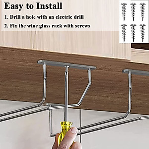 Junvaia 3 Pack Wine Glass Rack, Under Cabinet Wine Glass Holder, 10.6" Stemware Rack Hanging Wine Rack Anti-rust Chrome Plating Metal Organizer Glasses Storage for Bar Kitchen Wine Rack Under Cabinet