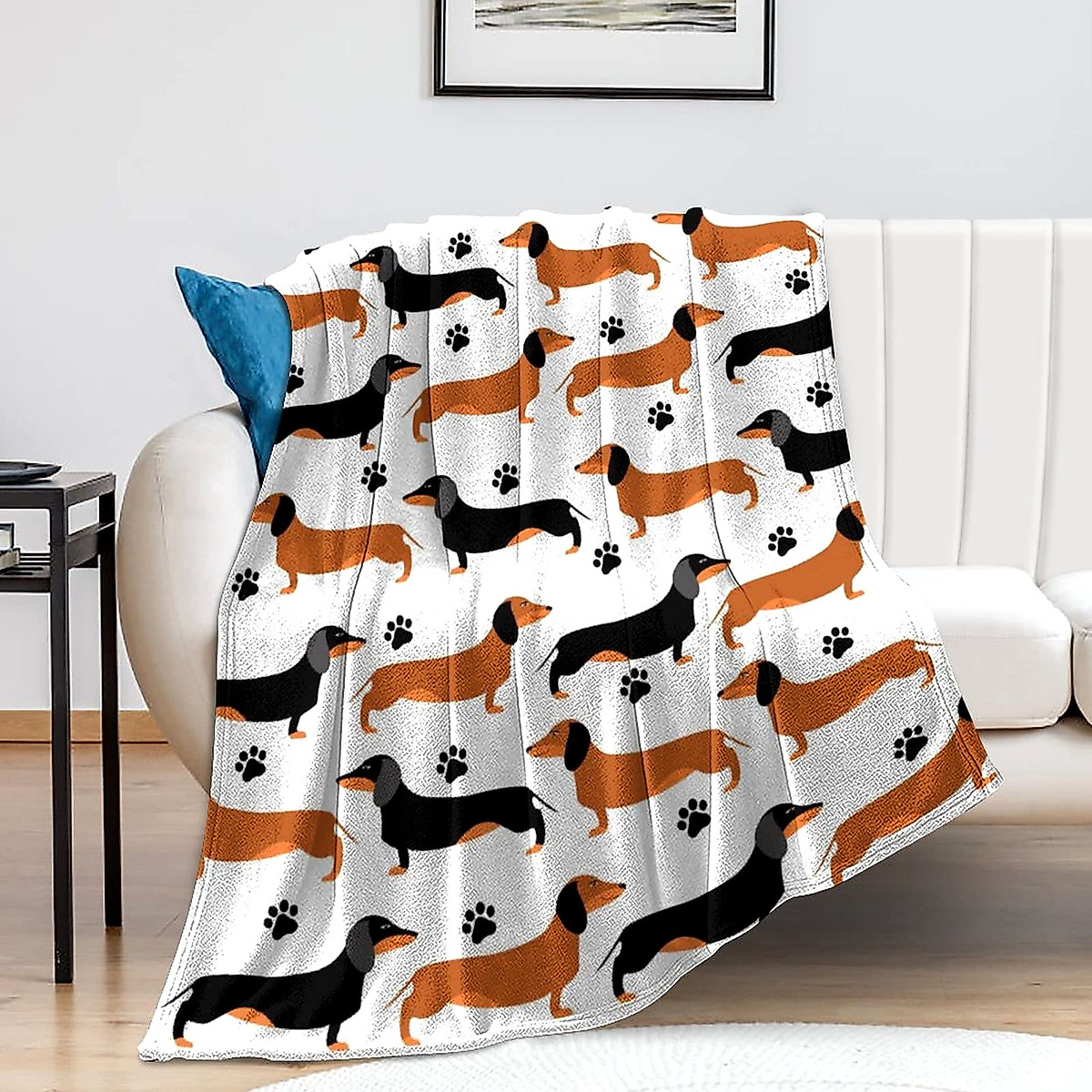 Dachshund Throw Blanket Bedding Super Soft Warm Flannel Blankets for Kids Adults Bedroom Living Room Sofa 80"x60"