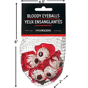 Spooky White & Red Plastic Asylum Bloody Eyeballs - 1 Pack - Creepily Realistic & Unique Haunted House Horror Prop - Perfect For Halloween Event Decorations