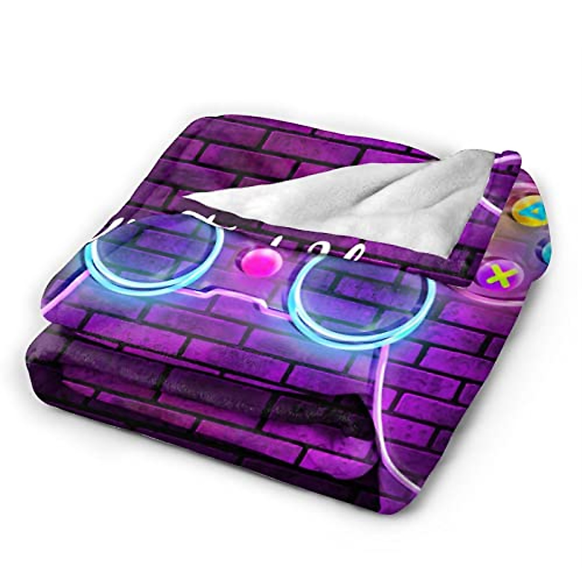 DICKDUN Personalized Gamer Throw Blanket, Custom Blanket with Text Name, Customized Flannel for Adult Kids Birthday Christmas Halloween New Year Mothers Fathers Valentines Day Gift 60 x 80 inches, In