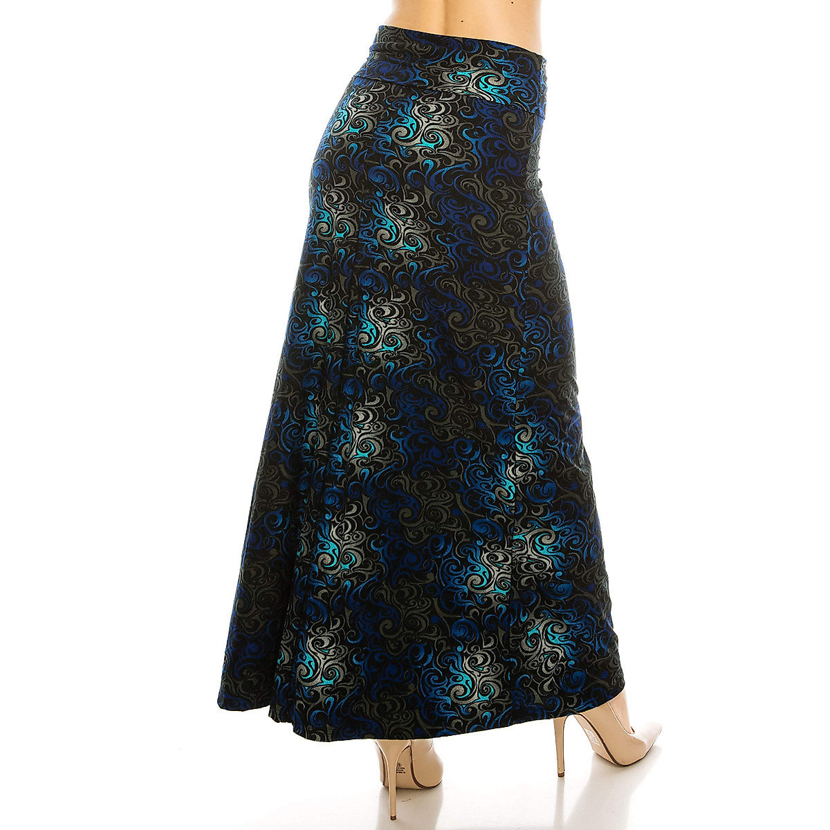 Eevee Women’s Casual Long Maxi Skirts - Basic High Waist Fold Over Soft Floor Length Stretch Casual Boho Lounge Beach B-21 One Size