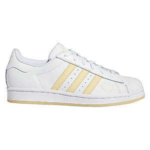adidas Originals Women's Superstar Low Shoes, Casual Leather Sneakers, Footwear White/Easy Yellow, 6.5