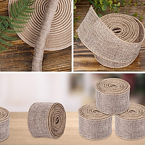 3 Rolls Wired Plaid Ribbons,3x10 Yards,2 Inch Black Red Plaid Ribbon,Black White Buffalo Plaid Ribbon and Burlap Craft Ribbon for DIY Gift Wrapping, Holiday Decorations