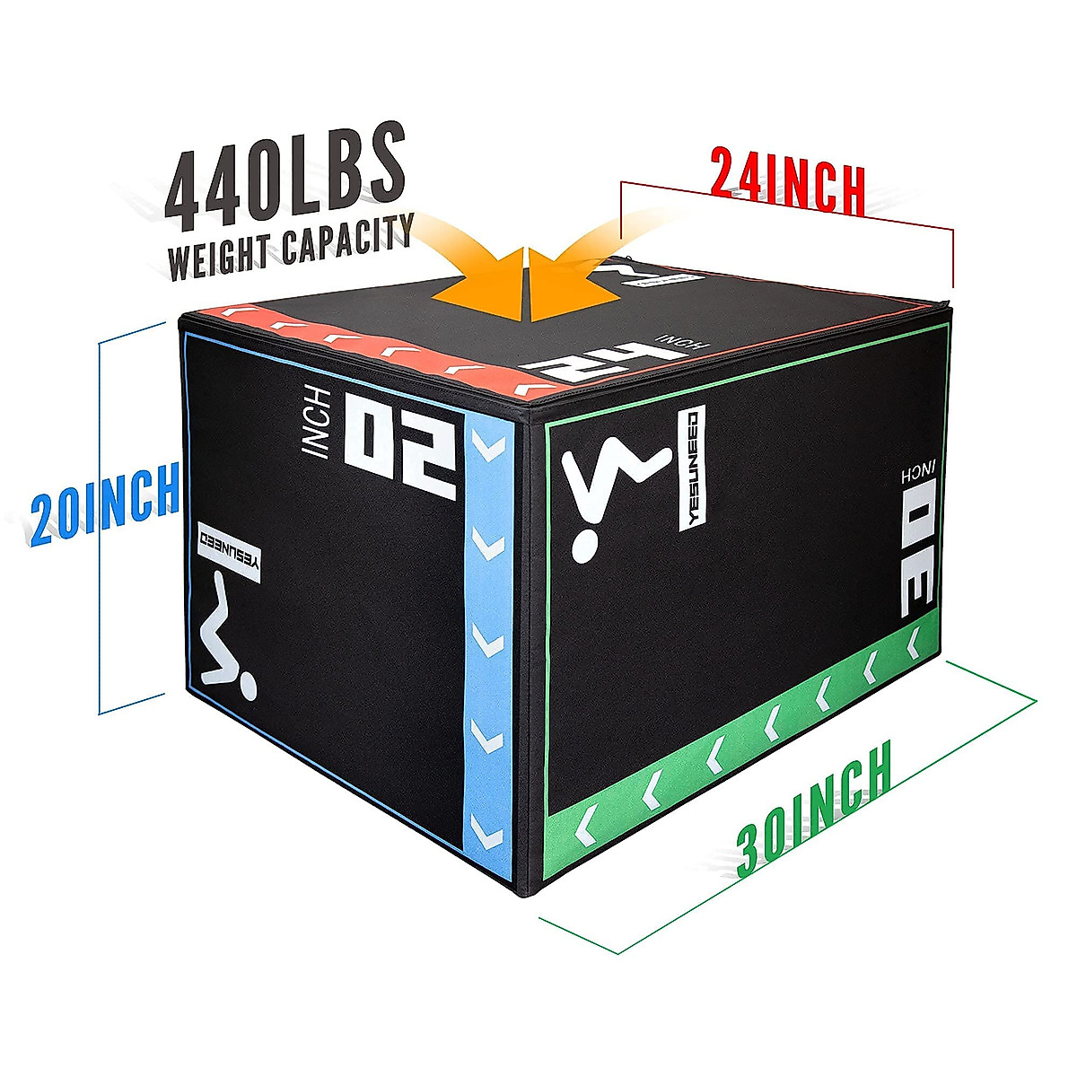 Holleyweb 3 in 1 Foam Plyometric Jump Box Jump Training & Conditioning-Plyo Jump Box for Jump Training Fitness Workout Exercise