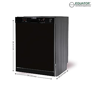 Equator-Europe 24" Built in 14 place Dishwasher with 8 Wash Programs (Black)