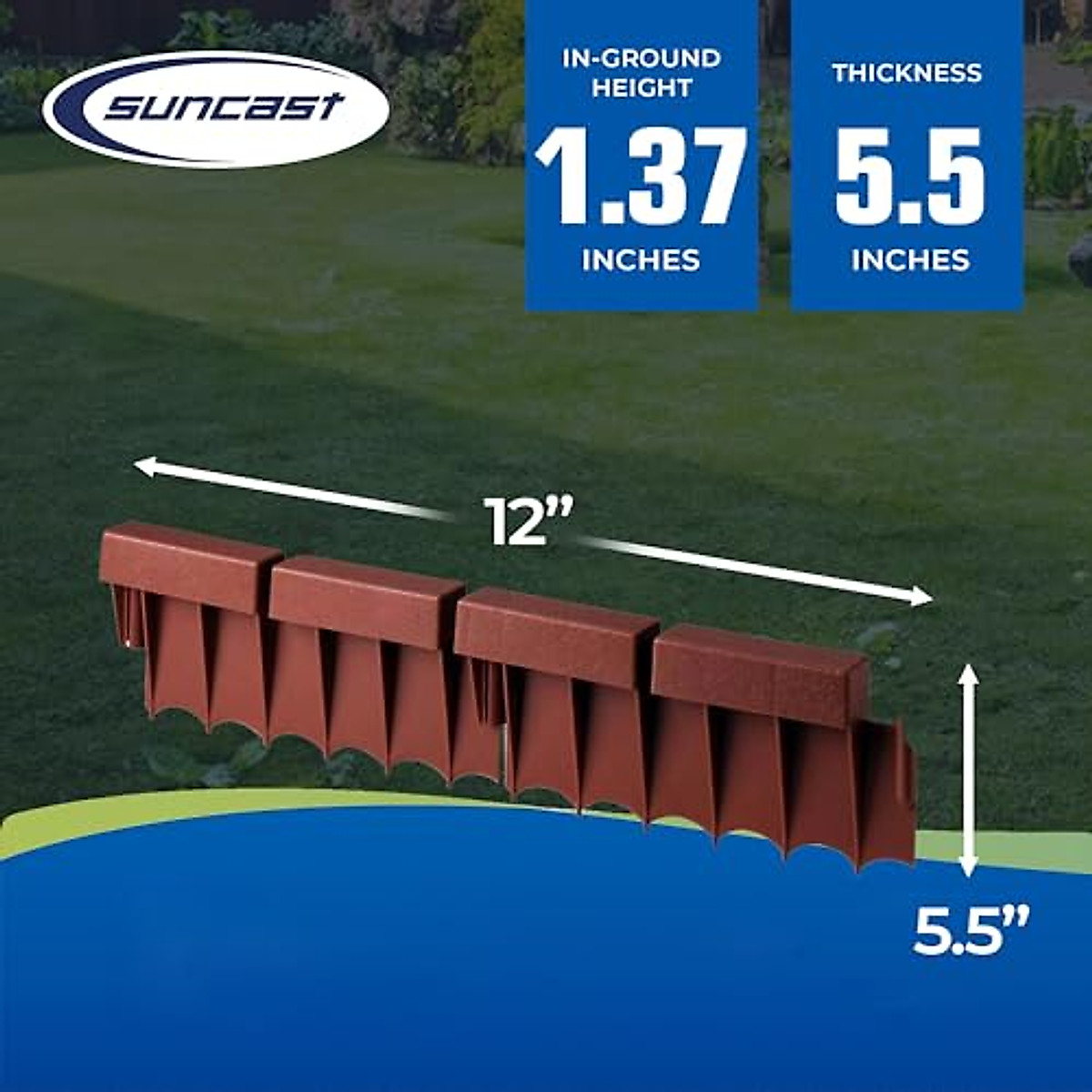 Suncast 12" Interlocking No Dig Brick Border Landscape Edging, Brown