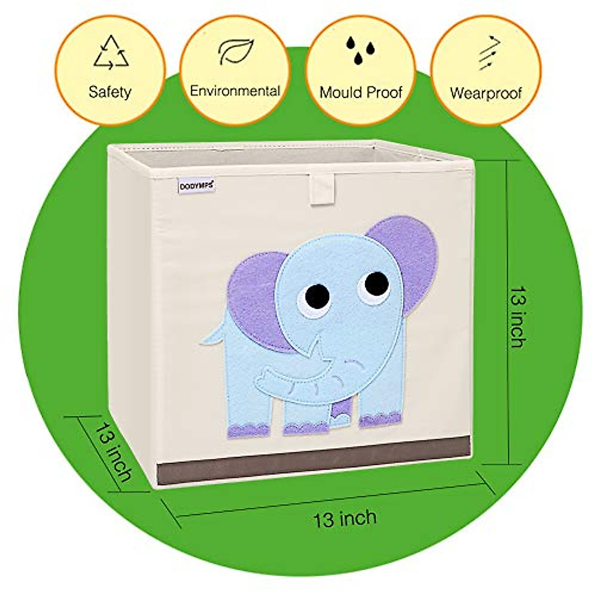 DODYMPS Foldable Animal Toy Storage Bins/Cube/Box/Chest/Organizer for Kids & Nursery, 13 inch (Elephant)