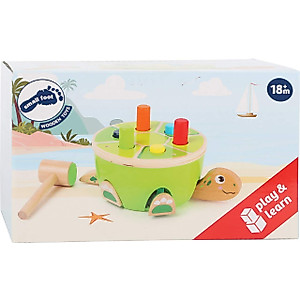 Small Foot Wooden Turtle Hammering Game - Toy Designed for Kids, Ages 18 Month & Up