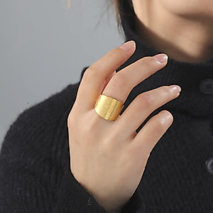 TEAMER Stainless Steel Archangel Metatron Angel of Life Seal Amulet Ring Solomon Vintage Rings Jewelry for Men Women (Gold-Seal of The Seven Archangels, 9)