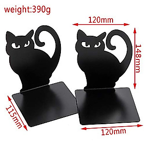 Hovico 1 Pair Bookends,Book Ends, Book Ends for Shelves, Heavy Duty Metal Black Bookend Support for Shelves Offices - Black Cat
