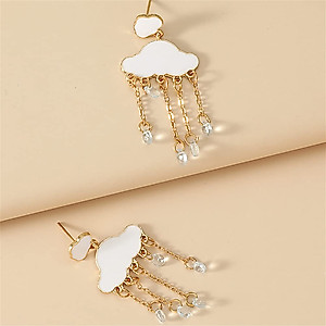 Cute Cloud Earrings Dangle for Women Crystal Zirconia Raindrop Teardrop Tassel Earrings Drop Silver Gold Prom Earrings Jewelry Gift