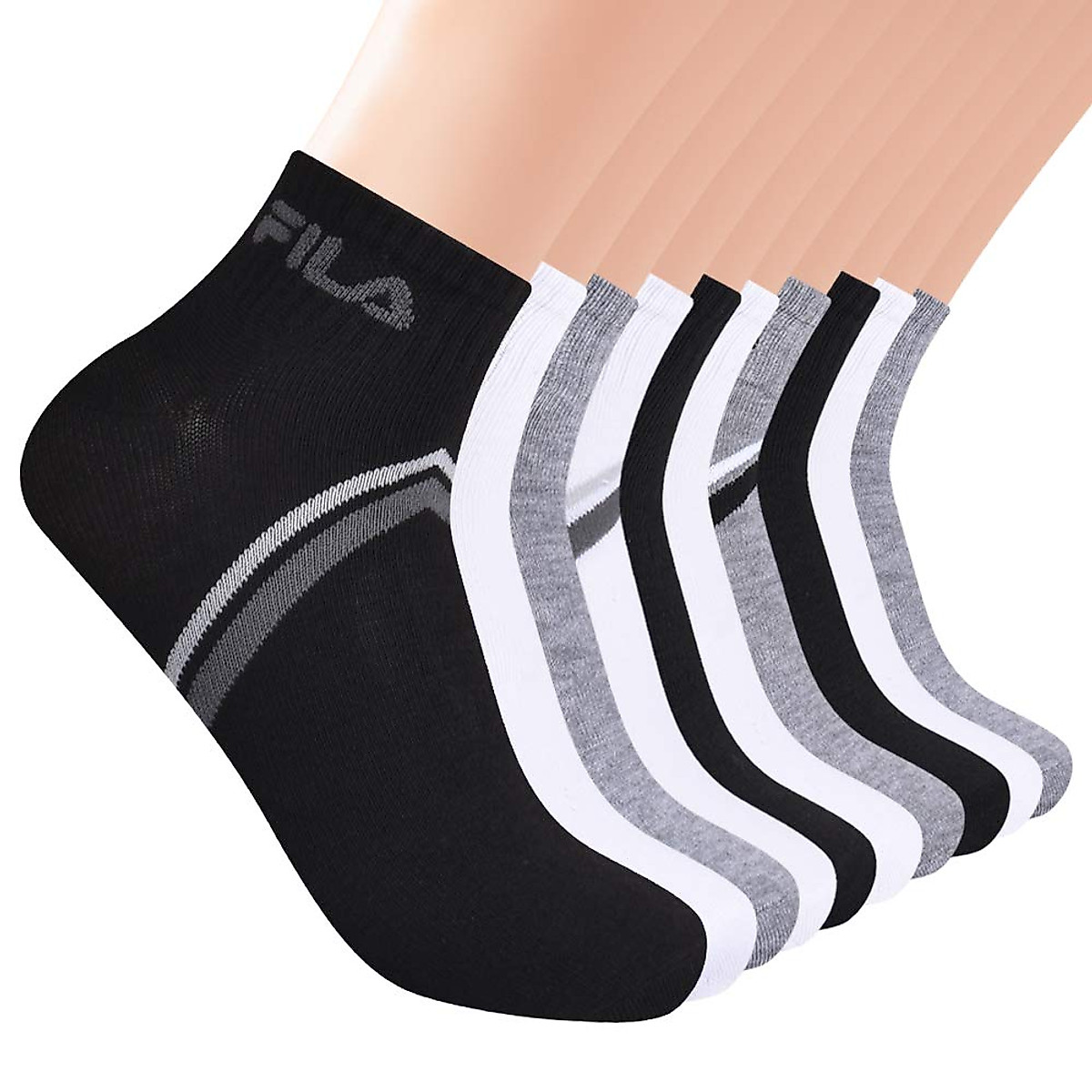 FILA Men's 10-Pack Chevron Striped Quarter Socks, Multi, One Size