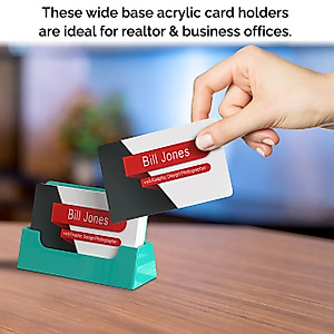 4 Pack Business Card Holder Desk Horizontal Holds 3.5" x 2" Gift Card Appointment Teal Green Acrylic Countertop Display Stand Tabletop for Any Business by Marketing Holders