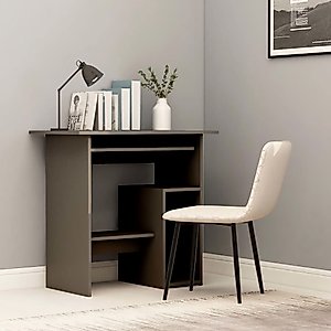 Youuihom Computer Desks, Country Style Office Desk, Desk for Study, Bedroom, Living Room, Office, Gray 31.5"x17.7"x29.1" Engineered Wood
