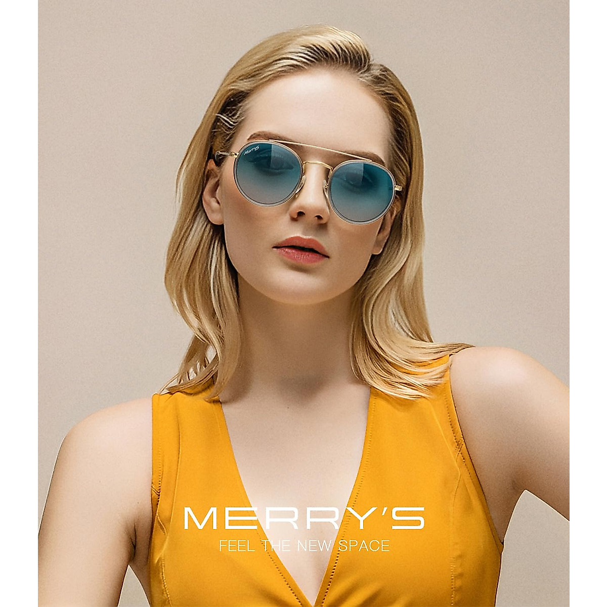 MERRY'S Retro Round Polarized Sunglasses - Unisex Double Bridge Sun Glasses