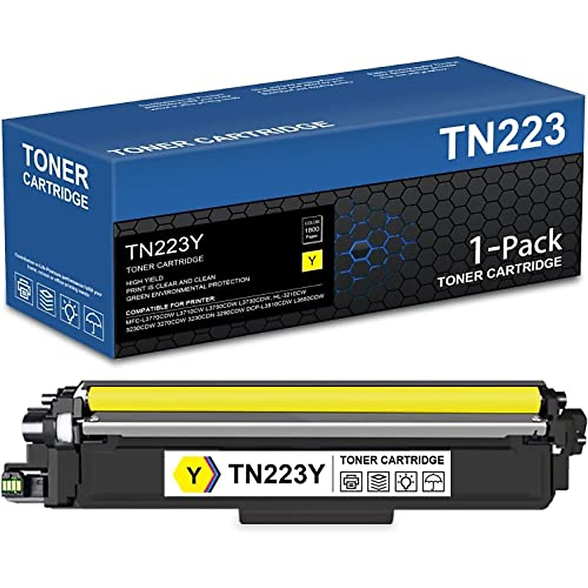 (1 Pack, Yellow) Compatible TN223 TN-223 TN223Y TN-223Y Toner Replacement for Brother HL-3210CW HL-3230CDW HL-3270CDW HL-3230CDN HL-3290CDW MFC-L3770CDW MFC-L3710CW Printer, by Sold Beryink