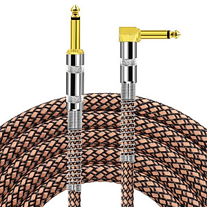 Disino Guitar Cable,1/4 Inch TS Right Angle to Straight Guitar Instrument Cord for Electric Guitar,Bass Guitar, Pro Audio - 6 Feet,Yellow