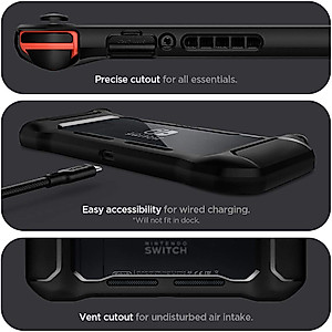 Spigen Rugged Armor Designed for Nintendo Switch Case with Strap Protective Case - Matte Black