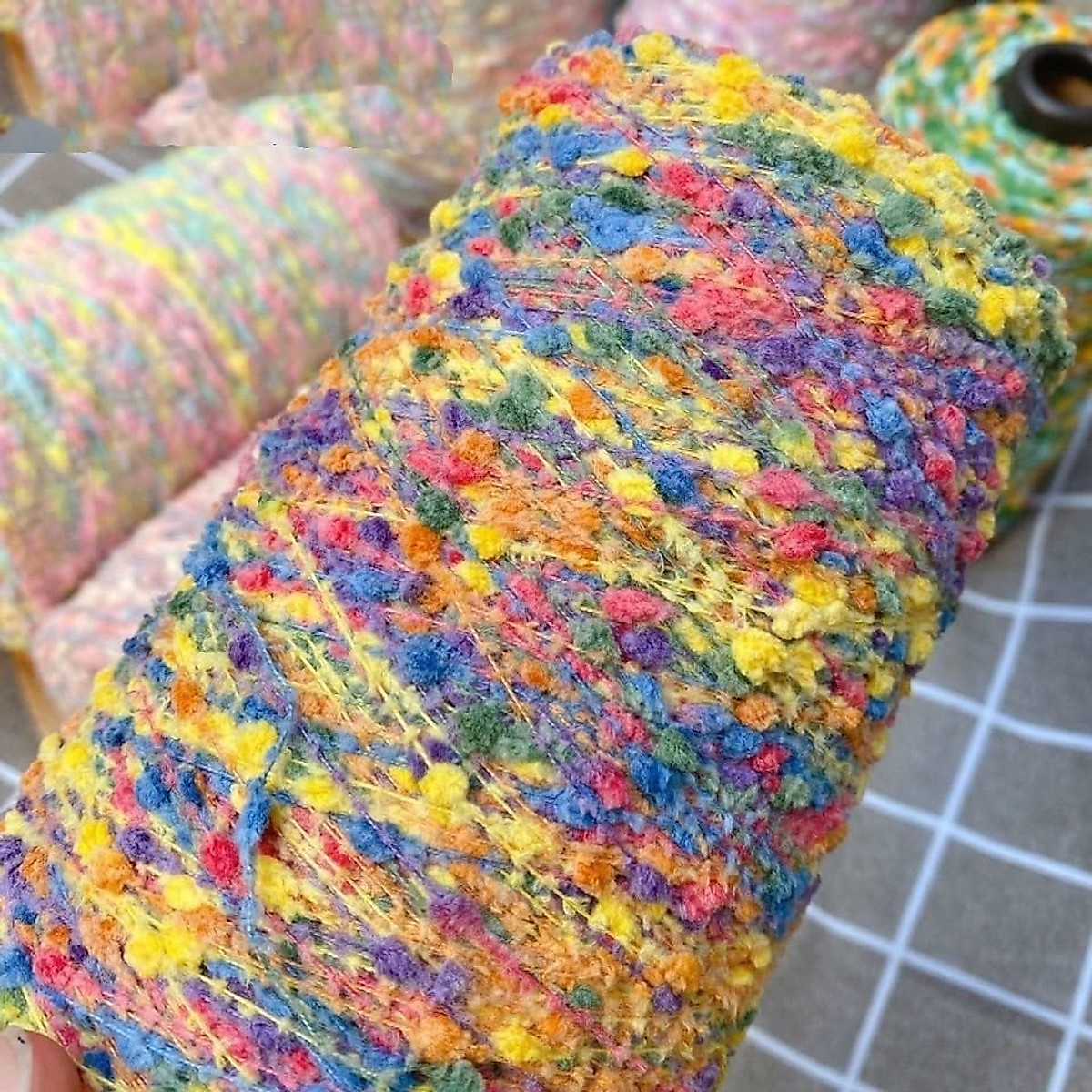 250g Yarn Section Dyed Pea Hair Knitting Thread Mini Ball Chrysanthemum Yarn Scarf Sweater Wiring (Color : Color 2)