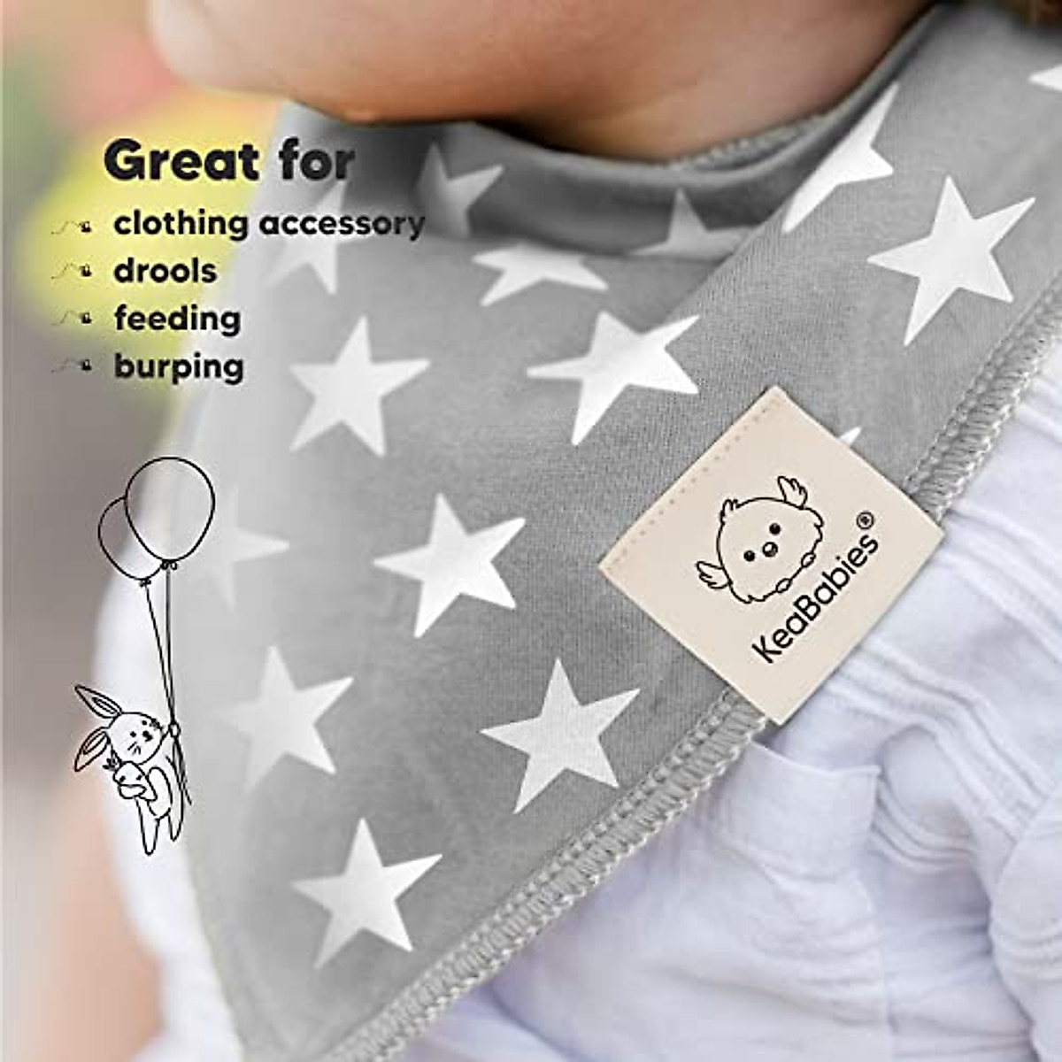 10-Pack Organic Baby Bandana Bibs - Organic Cotton Bandana Bibs for Boys, Girls - Super Absorbent Bandana Drool Bibs - Teething Bibs - Baby Bibs for Infant, Toddler (MONOS)