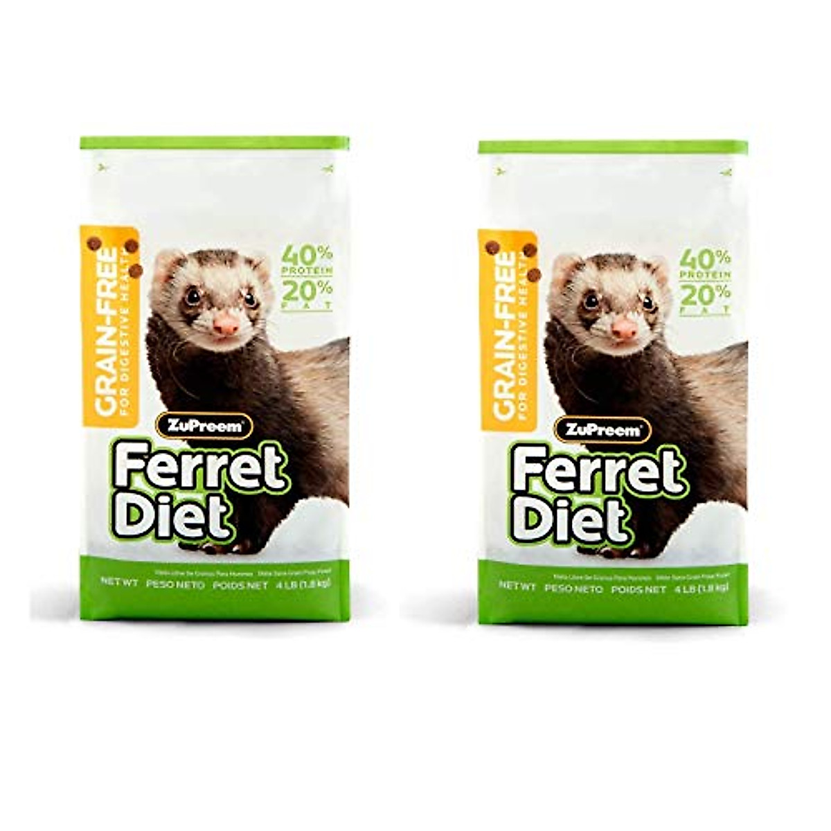 ZuPreem Premium Daily Grain Free Ferret Diet Food - Nutrient Dense, Highly Digestible, High Protein Levels (4 lb Bag (2-Pack))