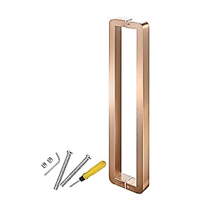 Square Push Pull Door Handle Include Fittings,Stainless Steel Sliding n Door Handle Hardware,for Shower Glass Sliding/Interior Exterior Door,6 Colors (Color : Rose Gold,Size : 6