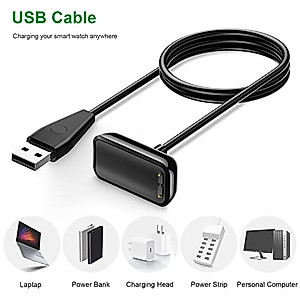 Amzpas Replacement Charger Cable for Fitbit Charge 5/ Fitbit Luxe Fitness Tracker with Reset Button, 3.3ft Soft Durable USB Charging Cable, Two Size for Choice (3.3ft /1.64ft)