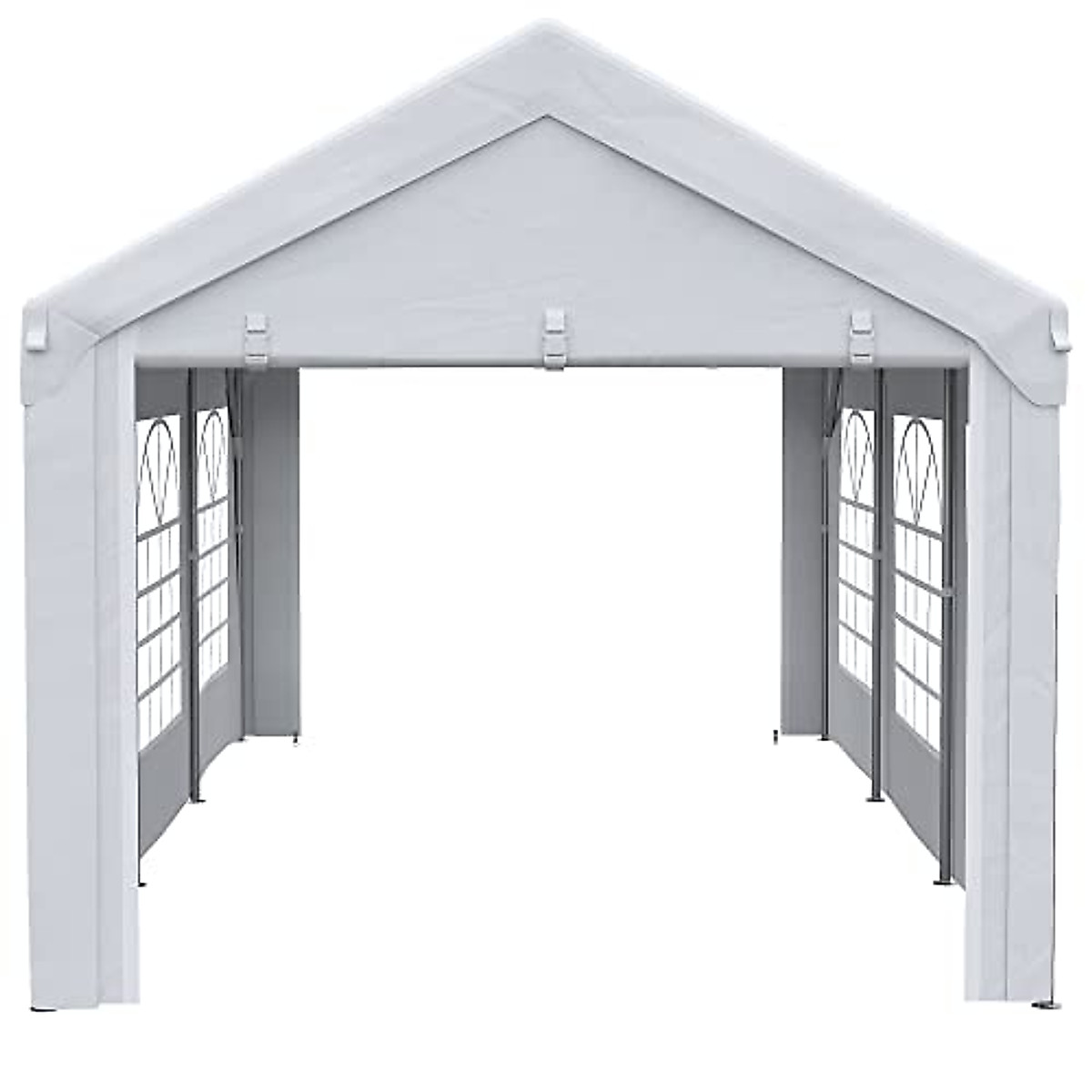 Outsunny 19.7' x 9.7' Heavy Duty Party Tent & Carport with Removable Sidewalls and Double Doors, Large Canopy Tent, Sun Shade Shelter, for Parties, Wedding, Outdoor Events, BBQ, White