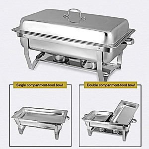 Stainless Steel Food Warmer Buffet Dish Catering Pan, Buffet Heater Stainless Steel Chafing Dish with Food Pans Fuel Holders, for Catering Buffet (Three Grid) (Single Grid)