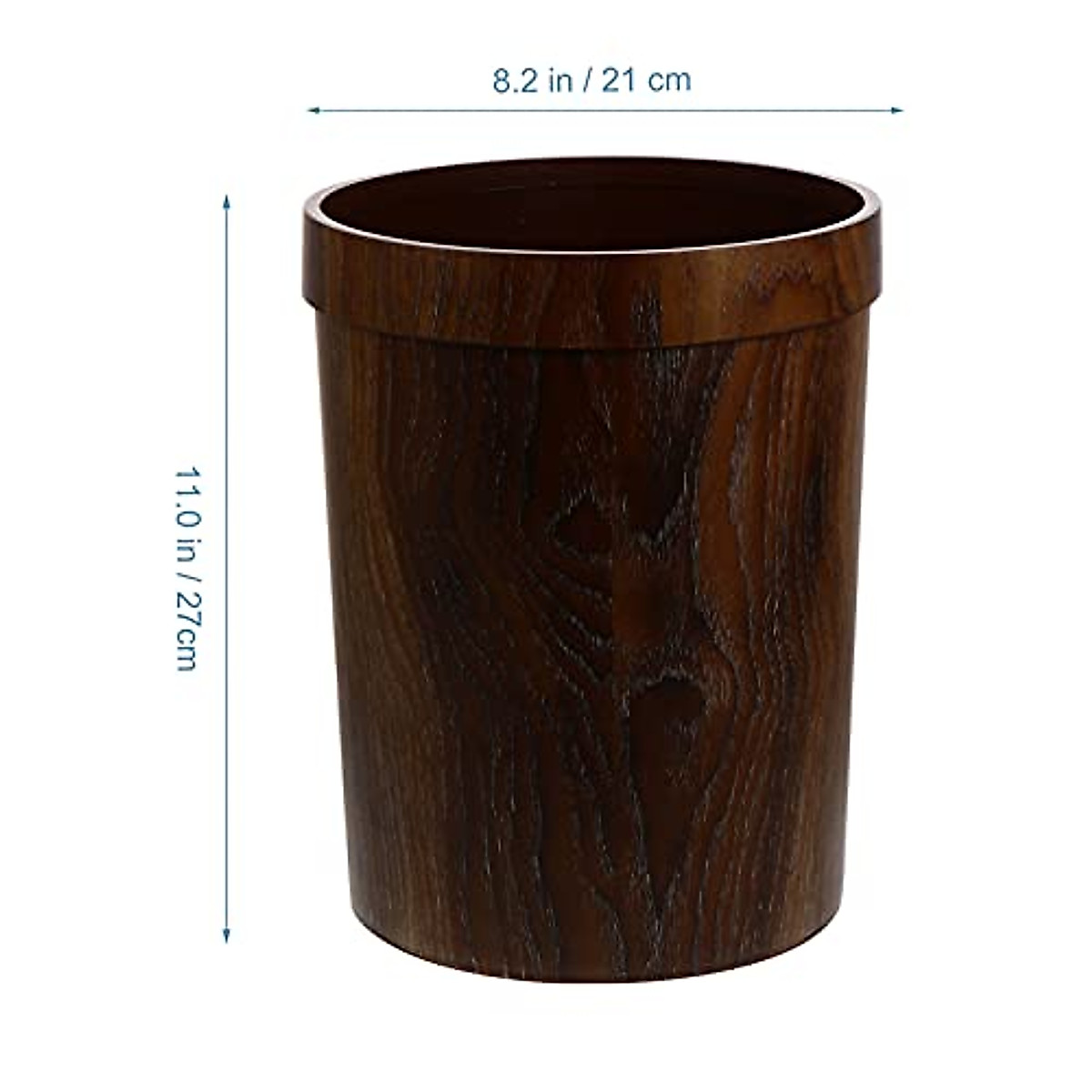 NUOBESTY Plastic Trash Can Bin Wastebasket Wood Grain Garbage Container for Bathroom Kitchen Laundry Room Home Office Dorms Rubbish Box 27. 5x21. 2x21. 2 cm Coffee
