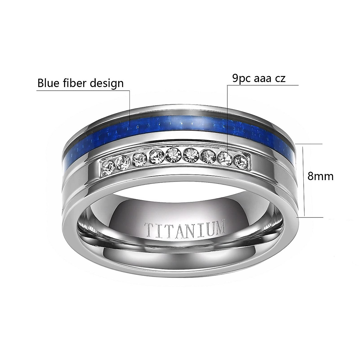 MASHAN Couple Rings Matching Rings His Her Ring Stars and Moon Princess Ring Blue CZ Women's Wedding Ring