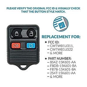 Keyless2Go Replacement for Keyless Entry Remote Car Key Fob Vehicles That Use CWTWB1U331, Self-Programming - 2 Pack