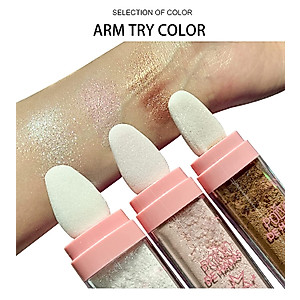 GL-Turelifes Polvo De Hadas Hightlighter Powder Stick Puff Fairy Bomb Stick Glitter Loose Powder Highlight Contouring Powder Shimming Powder for Eyes, Face, Body Brighten Makeup (#01 White)