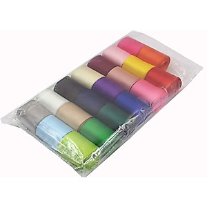 1-1/2 Inch Wide Solid Color Double Sided Polyester Satin Ribbon 20 Colors X 2 Yard Each Total 40 Yds Per Package