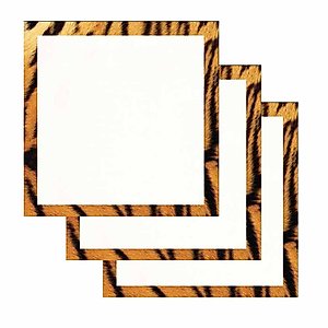 Tiger Print Border Sticky Notes - Set of 3 - Wildlife Animal Theme Design - Stationery Gift - Paper Memo Pad - Office and School Supplies