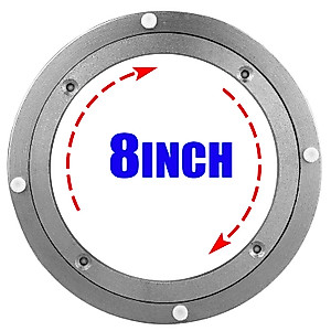 8 Inch Lazy Susan Hardware, A+Selected Heavy Duty Aluminium Lazy Susan Turntable, Sliver Rotating Turntable Bearing Table Base, Round Swivel Plate for Glass, Granite or Wood Kitchen Ding Table